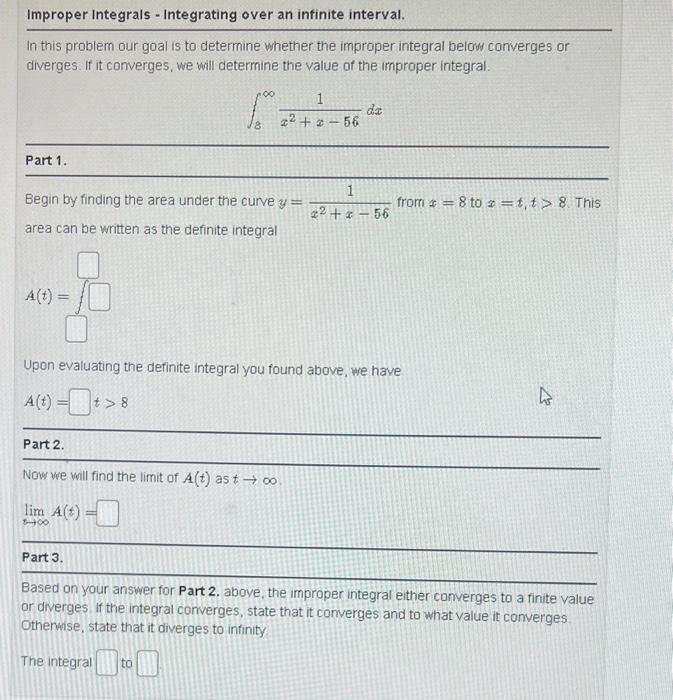 Solved Improper Integrals - Integrating over an infinite | Chegg.com