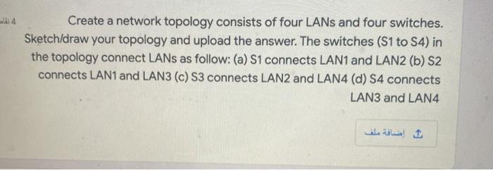 Solved 4 Create a network topology consists of four LANs and | Chegg.com