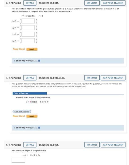 Solved Find all points of intersection of the given curves. | Chegg.com