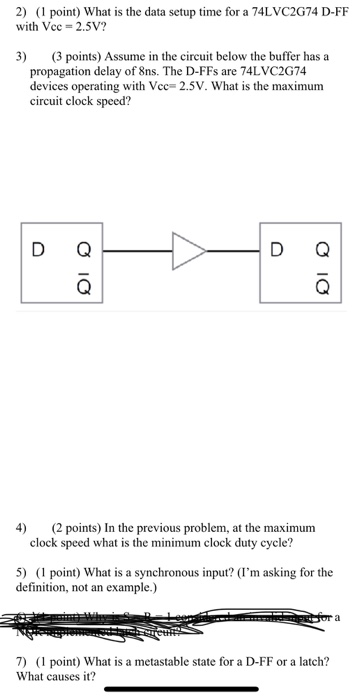 Solved 2) (1 point) What is the data setup time for a | Chegg.com