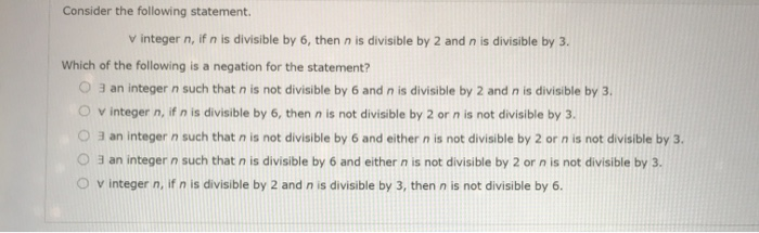 Solved Consider the following statement V integer n, if n is | Chegg.com
