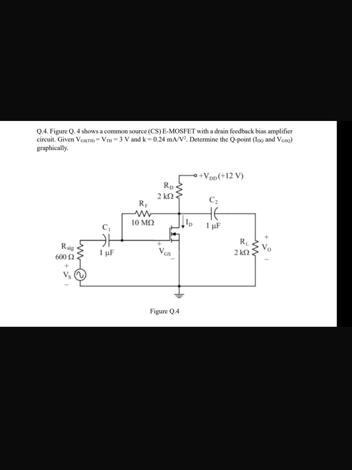 Solved Q.4. ﻿Figure Q. 4 ﻿shows a common source (CS) | Chegg.com