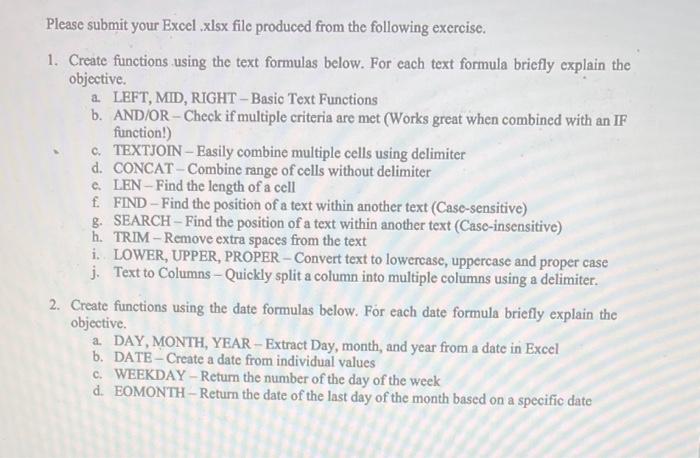 Solved Please submit your Excel. xlsx file produced from the | Chegg.com Solved Please submit your Excel. xlsx file produced from the | Chegg.com