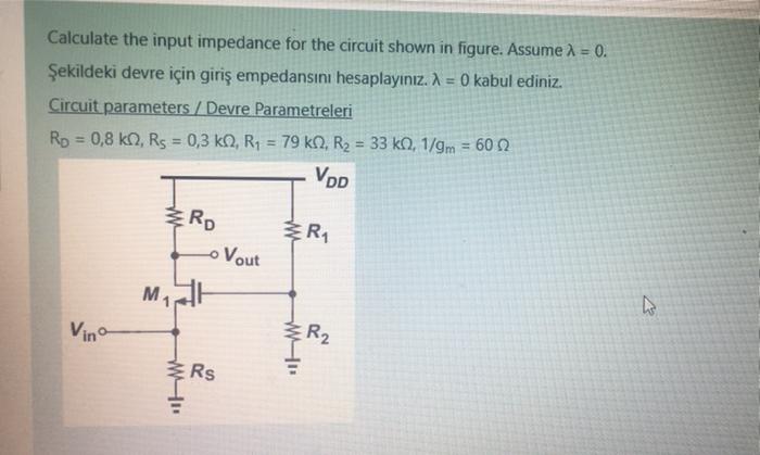 Solved Calculate the input impedance for the circuit shown | Chegg.com