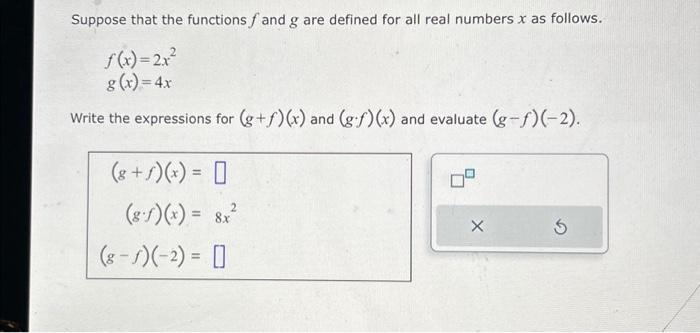 Solved Suppose that the functions fand g are defined for all | Chegg.com