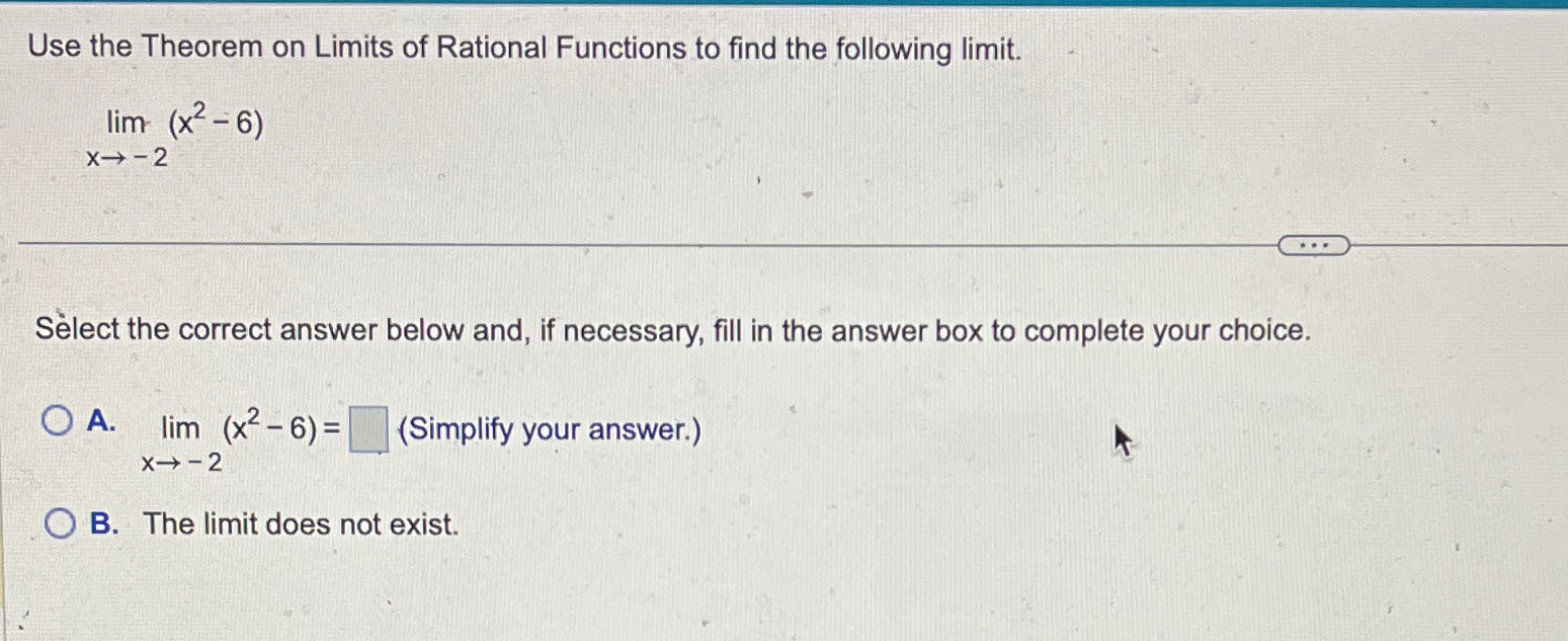 Solved Use the Theorem on Limits of Rational Functions to | Chegg.com