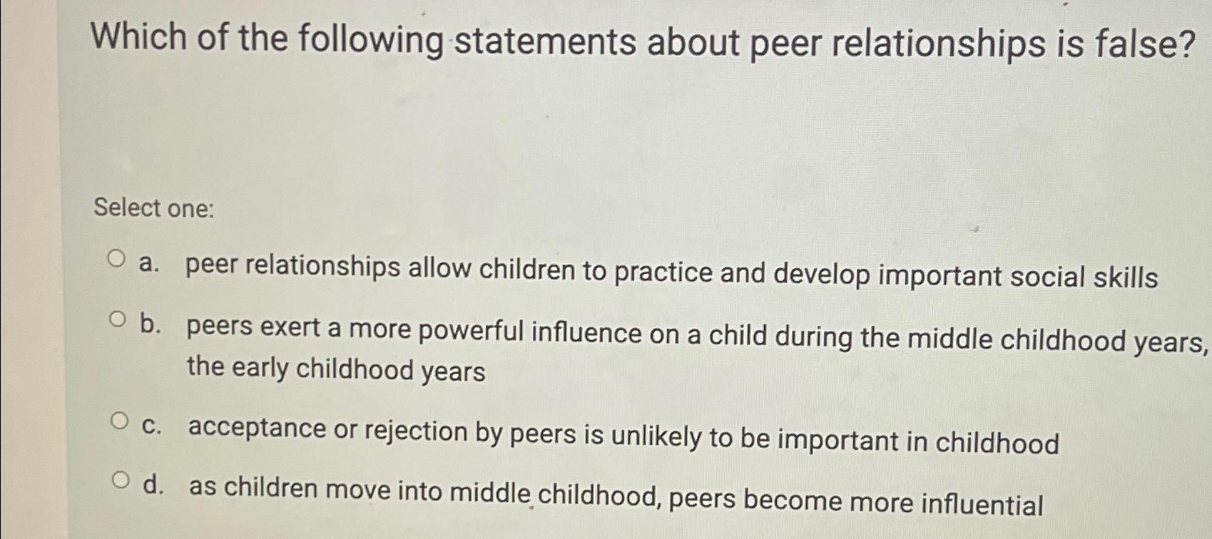 Solved Which of the following statements about peer | Chegg.com