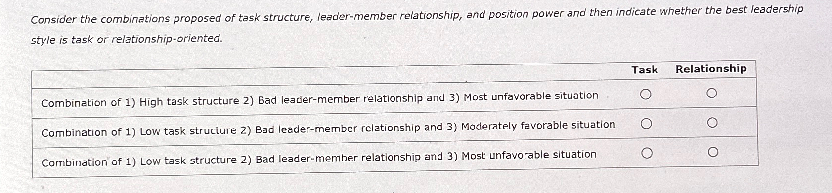 Solved Consider the combinations proposed of task structure, | Chegg.com