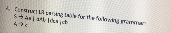 Solved 4. construct LR parsing table for the following | Chegg.com