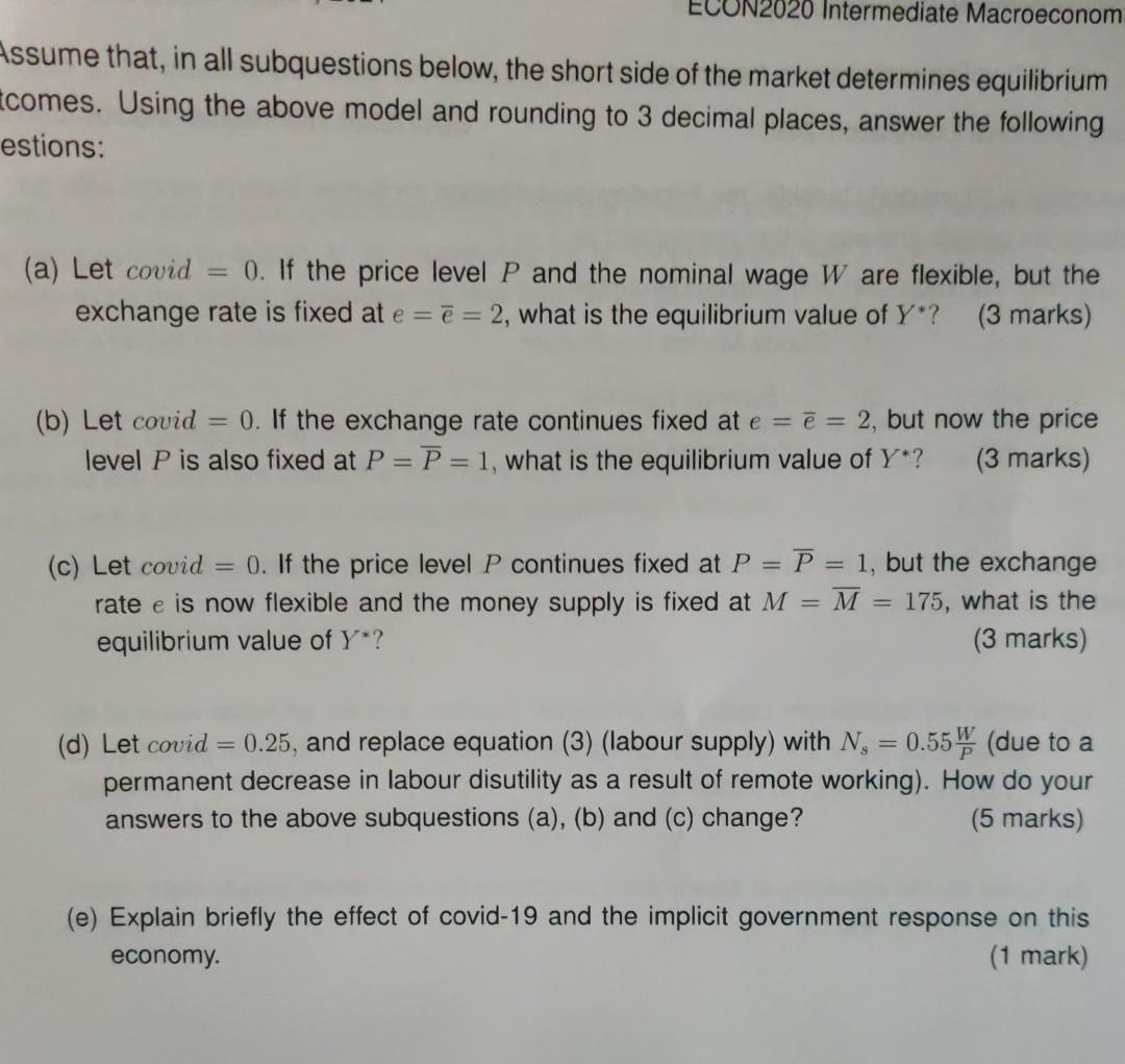 Solved Question 1. [15 marks] Consider the following model | Chegg.com