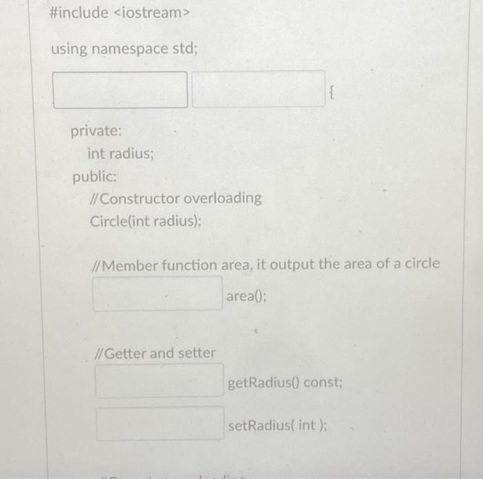 Solved Problem Statement Create a class named Circle with a | Chegg.com
