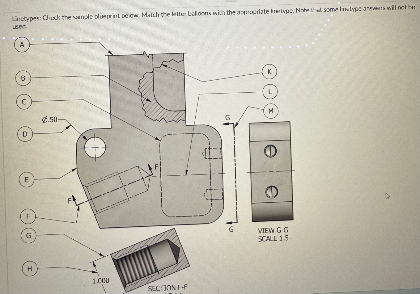 Solved Linetypes: Check the sample blueprint below. Match | Chegg.com