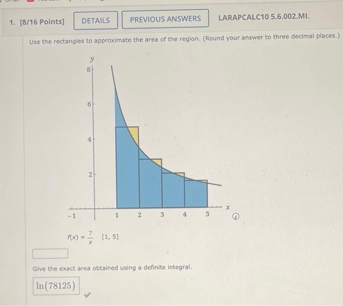 Solved Use the rectangles to approximate the area of the | Chegg.com