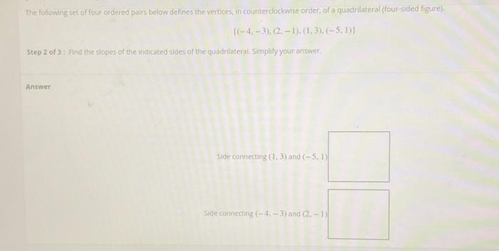 Solved The following set of four ordered pairs below defines | Chegg.com