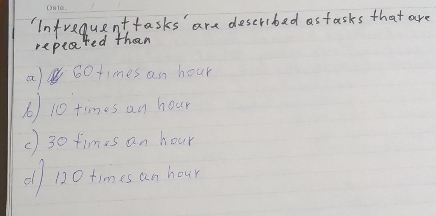 Solved Date.'Infrequent tasks' are described as tasks that | Chegg.com