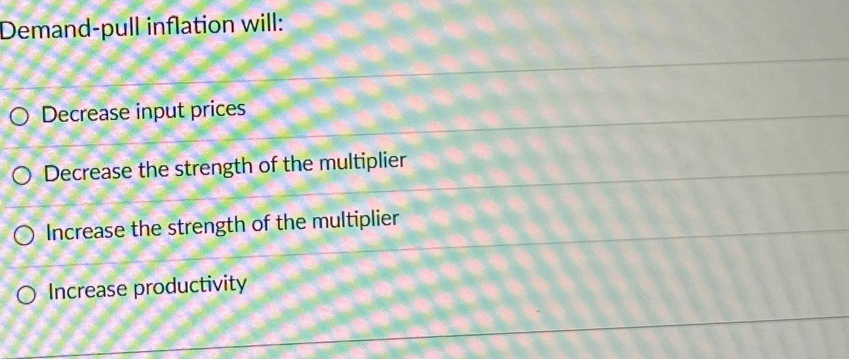 Solved Demand-pull inflation will:Decrease input | Chegg.com