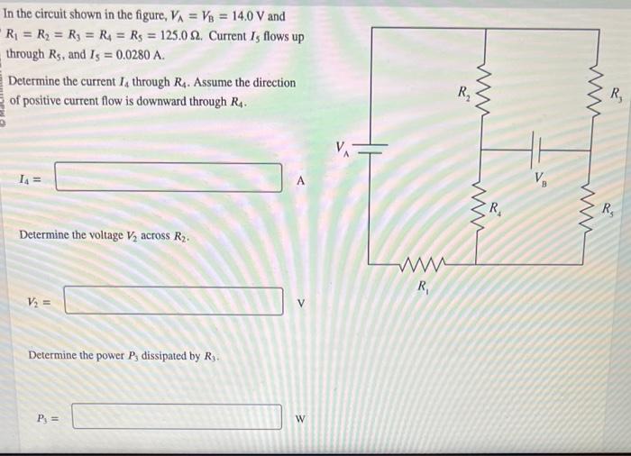 Solved In the circuit shown in the figure, VA=VB=14.0 V and | Chegg.com