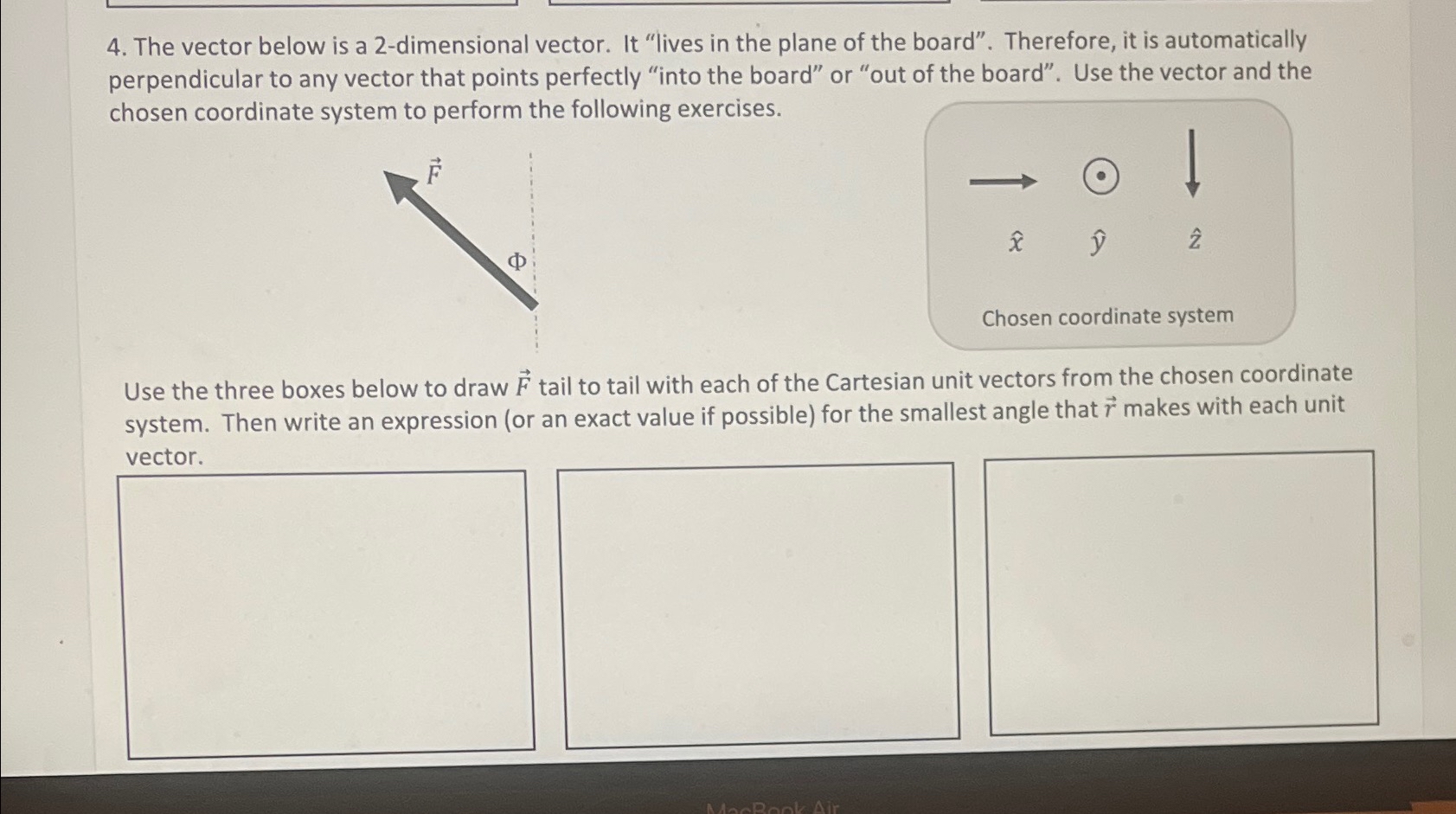 Solved The vector below is a 2-dimensional vector. It "lives | Chegg.com