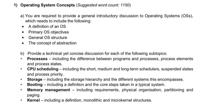 Solved 1) Operating System Concepts (Suggested word count: | Chegg.com