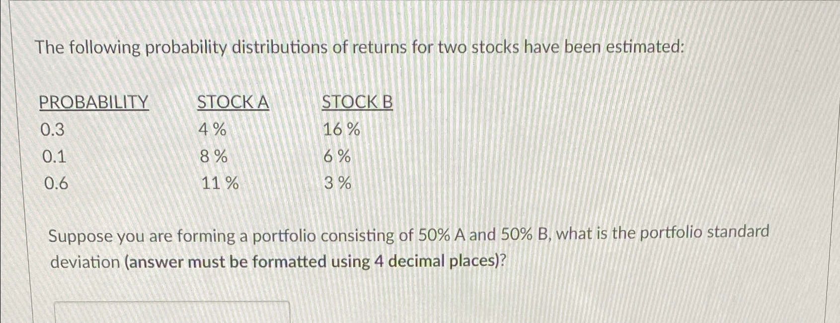 Solved The following probability distributions of returns | Chegg.com
