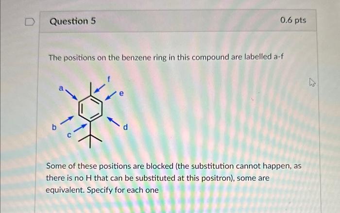 Solved The positions on the benzene ring in this compound | Chegg.com