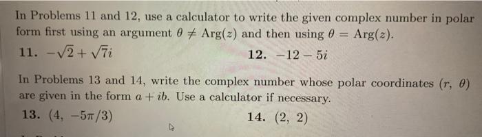 Solved form first using an argument θ =Arg(z) and then using | Chegg.com