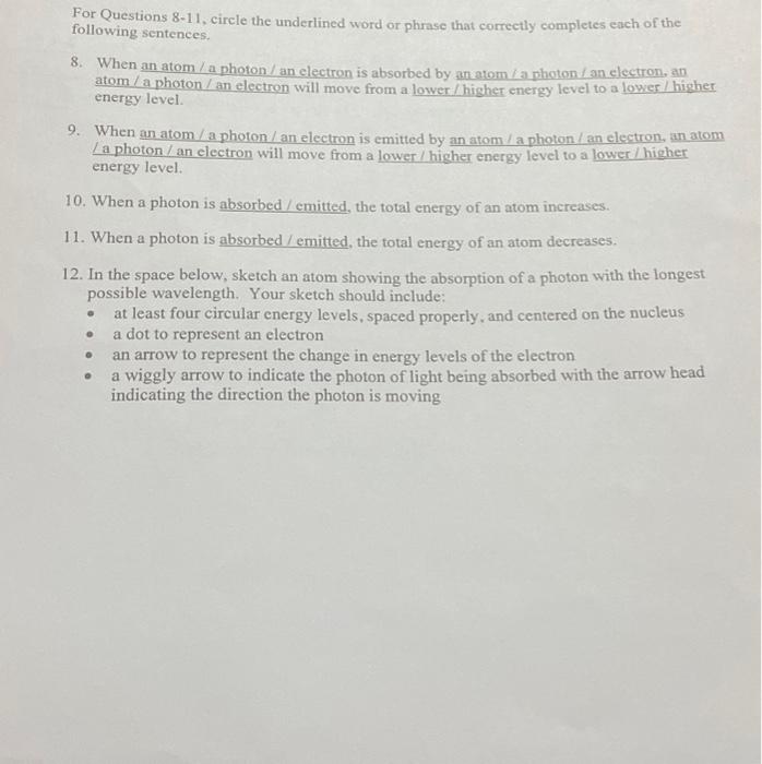 Solved For Questions 8-11, circle the underlined word or | Chegg.com
