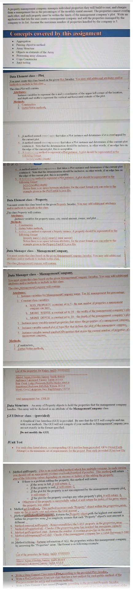- Write a Data Element Class named Plot,according | Chegg.com