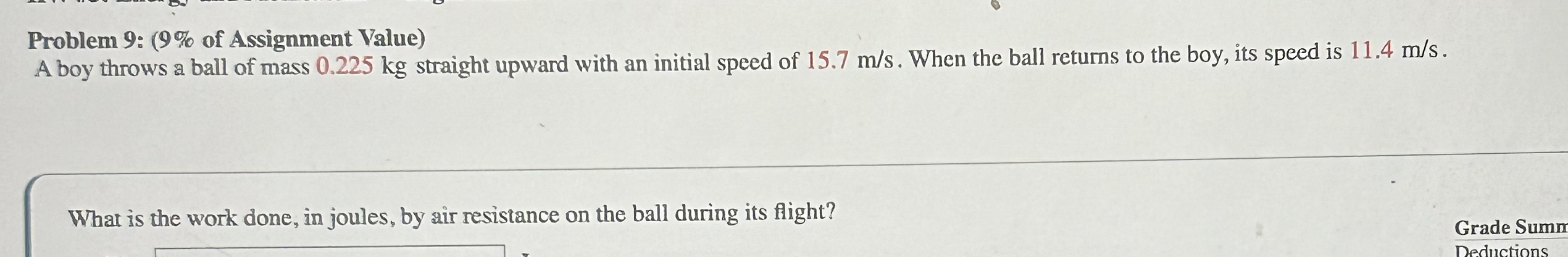 Solved Problem 9: ( 9% ﻿of Assignment Value)A boy throws a | Chegg.com