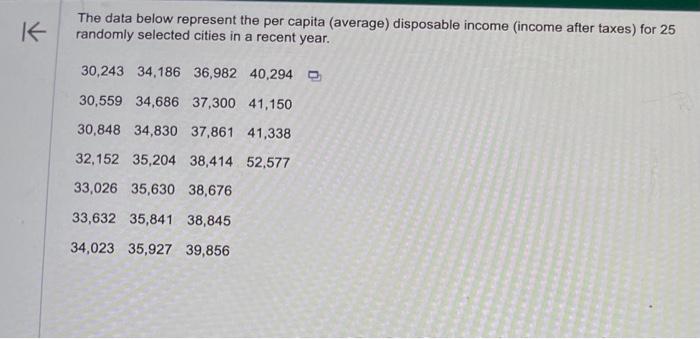 Solved The data below represent the per capita (average) | Chegg.com