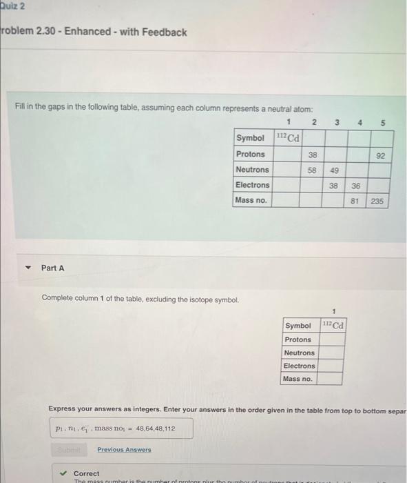 Solved Part F Complete the first row of the table Symbol 112 | Chegg.com