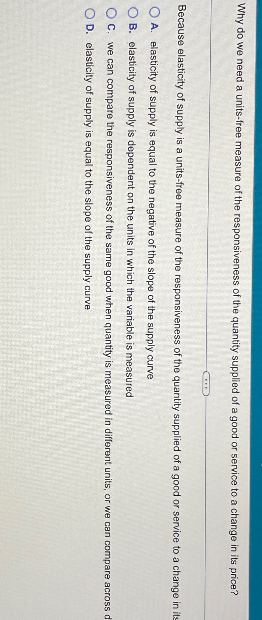 Solved Why do we need a units-free measure of the | Chegg.com