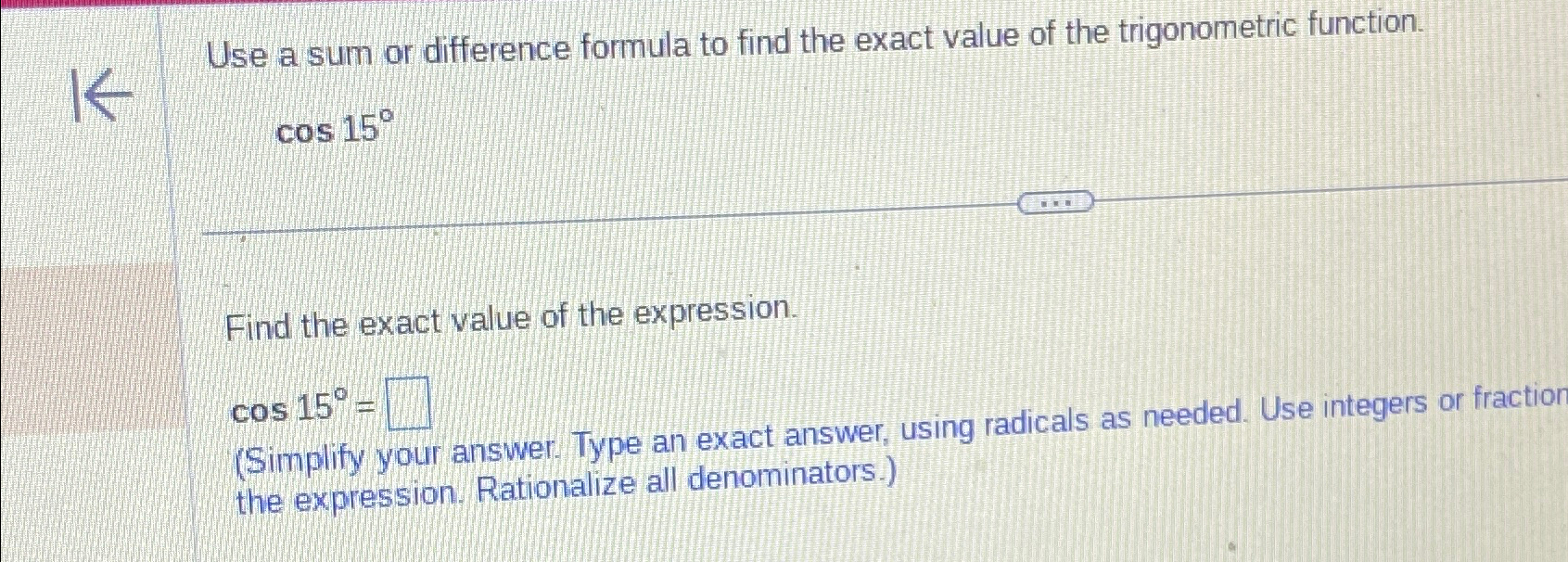 Solved Use a sum or difference formula to find the exact | Chegg.com