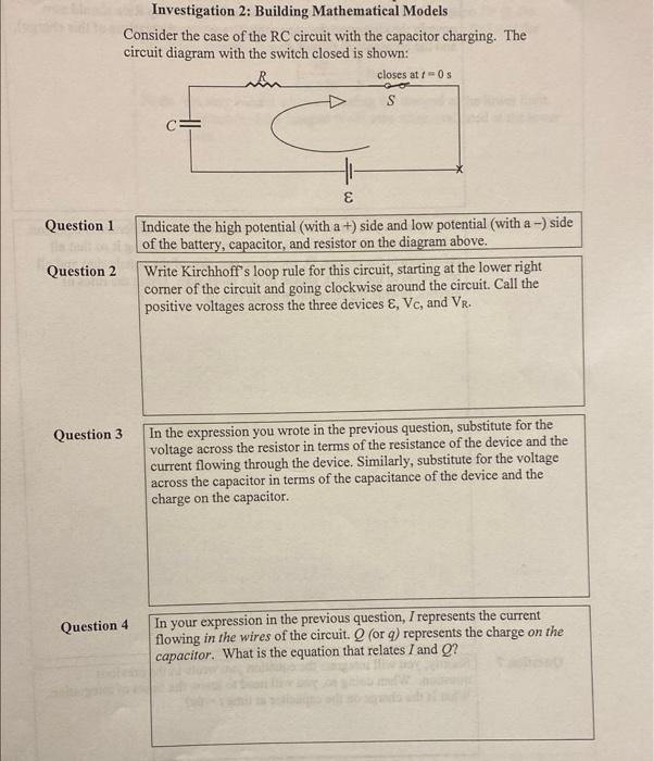 Solved Investigation 2: Building Mathematical Models | Chegg.com