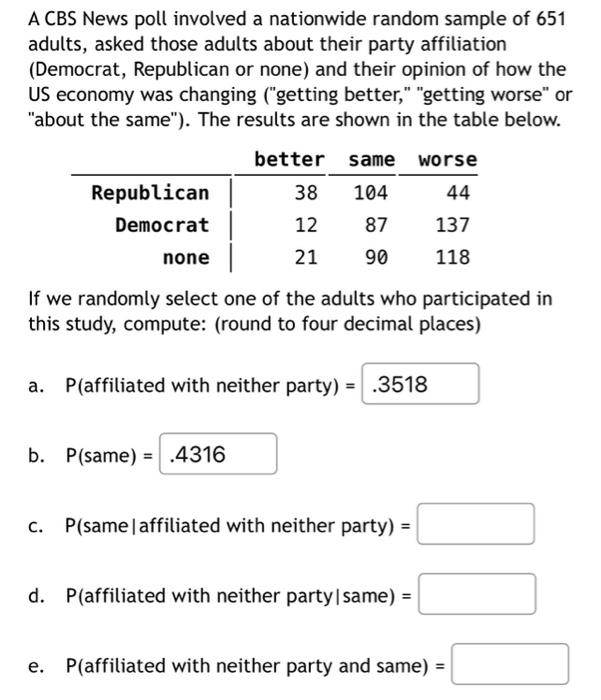Solved A CBS News poll involved a nationwide random sample | Chegg.com