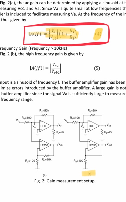 Solved Fig. 2(a), the ac gain can be determined by applying | Chegg.com