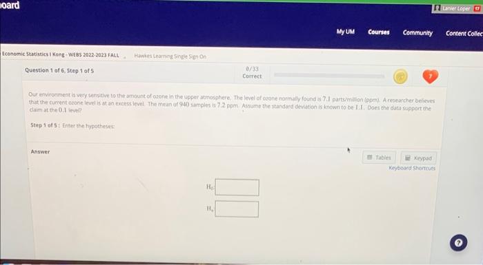 Solved that the current ozone level is at an excesslevel. | Chegg.com