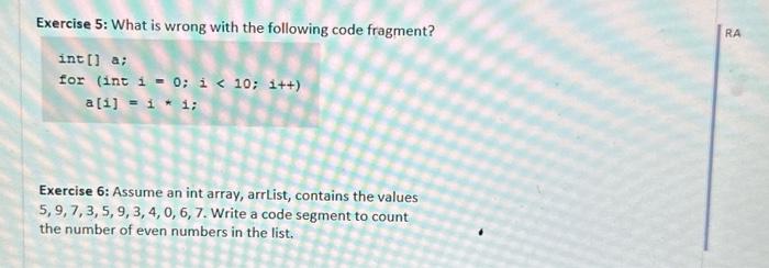 Solved Exercise 5: What is wrong with the following code | Chegg.com