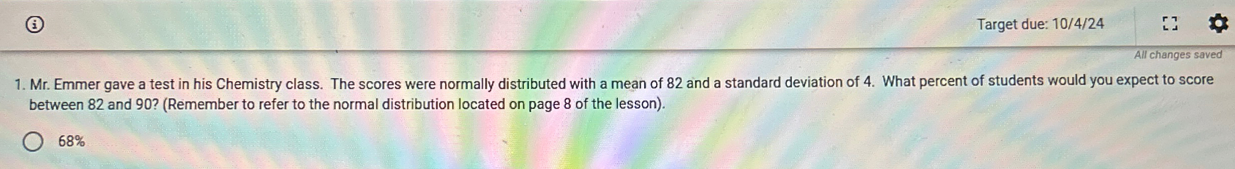 Solved Mr. ﻿Emmer gave a test in his Chemistry class. The | Chegg.com