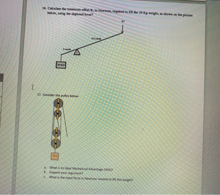 Solved 16. Calculate the minimum effort , in Newtons, | Chegg.com