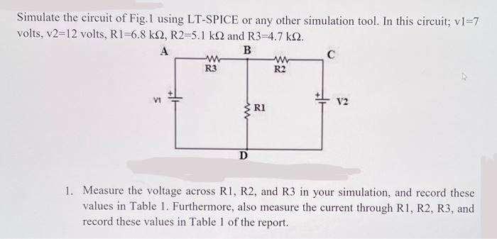 Solved Simulate the circuit of Fig.1 using LT-SPICE or any | Chegg.com