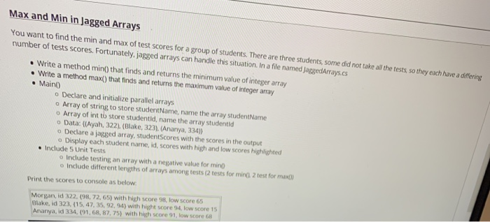 Solved Max and Min in Jagged Arrays You want to find the min | Chegg.com