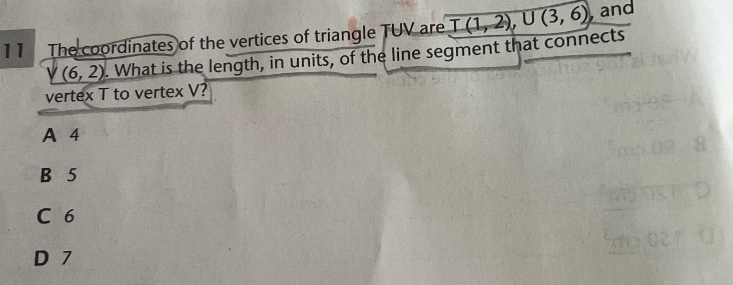 Solved 11 ﻿Thetcoordinates of the vertices of triangle TUV | Chegg.com