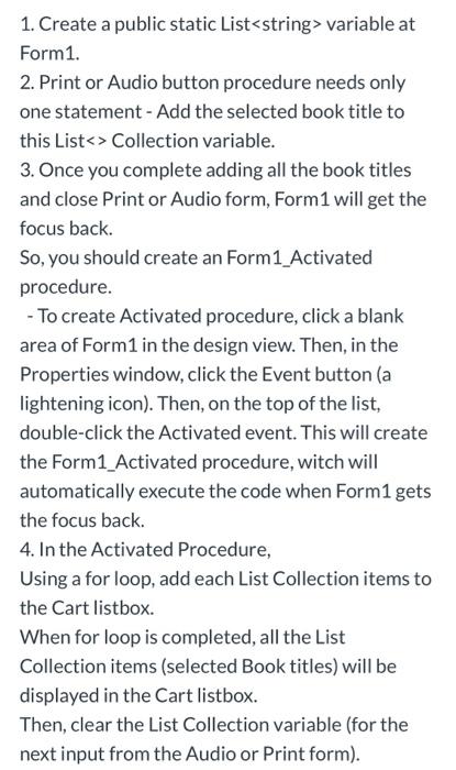 Solved Trying to import one forms listbox items into another | Chegg.com