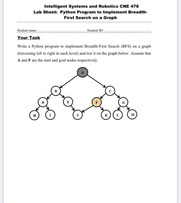 Solved Intelligent Systems and Robotics CNE 478 Lab Sheet: | Chegg.com