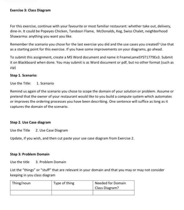 Solved Exercise 3: Class Diagram For this exercise, continue | Chegg.com