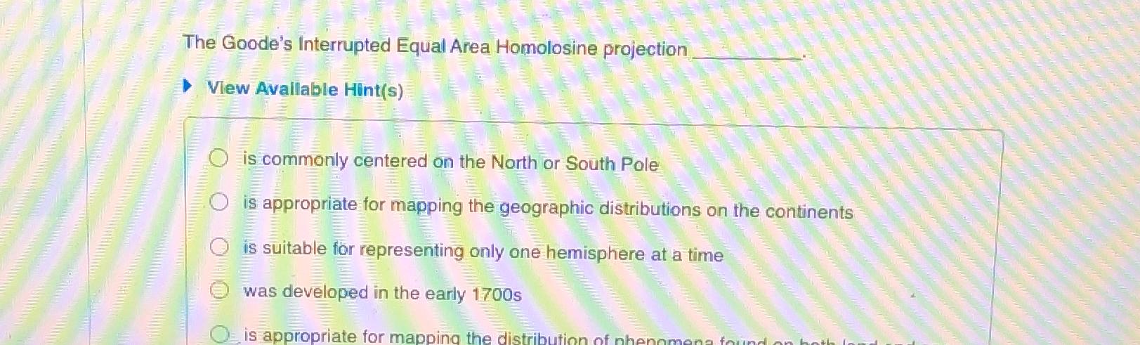 Solved The Goode's Interrupted Equal Area Homolosine | Chegg.com
