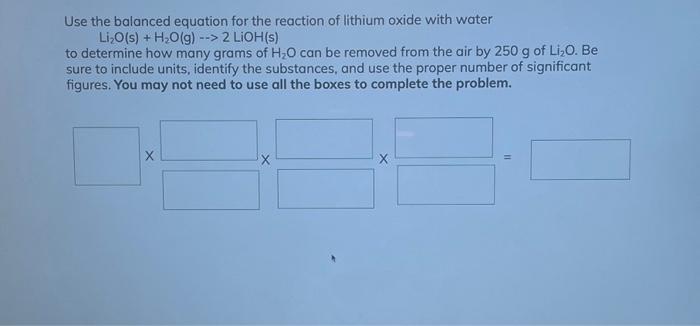 Solved Use the balanced equation for the reaction of lithium | Chegg.com
