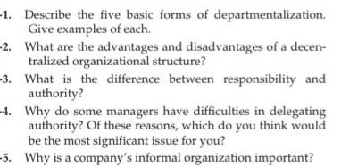 Solved 1. Describe the five basic forms of | Chegg.com