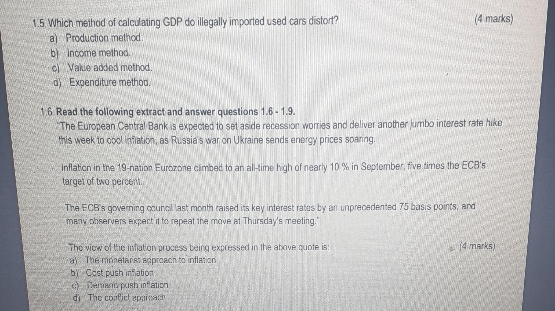 Solved 1.1 Double counting can be avoided when computing GDP | Chegg.com